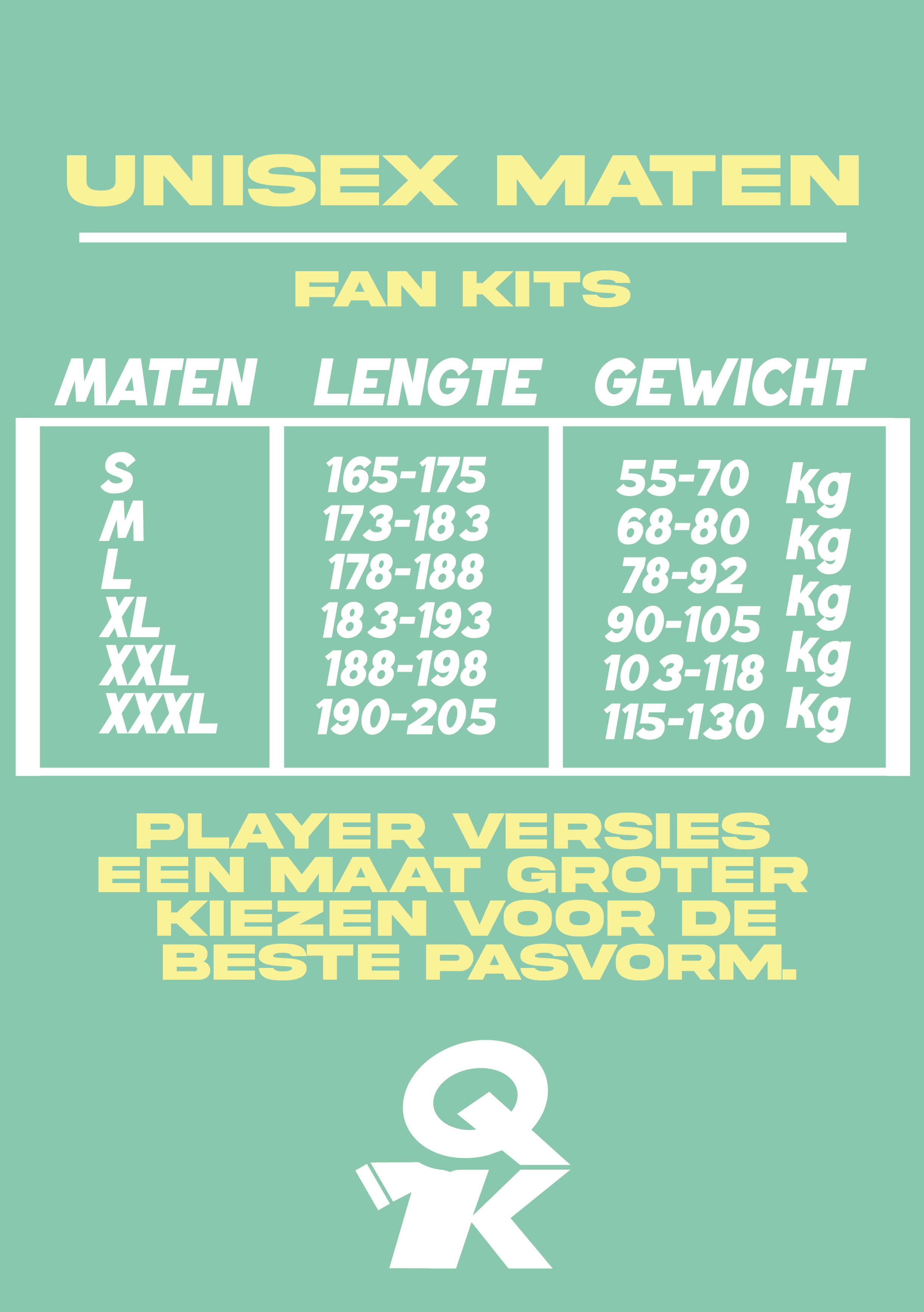 MATENTABEL – Quality Kits NL